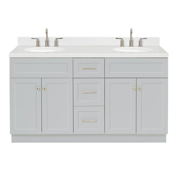 Winston Porter Meuble Lavabo Double Autoportant 60 Po Avec Plateau En
